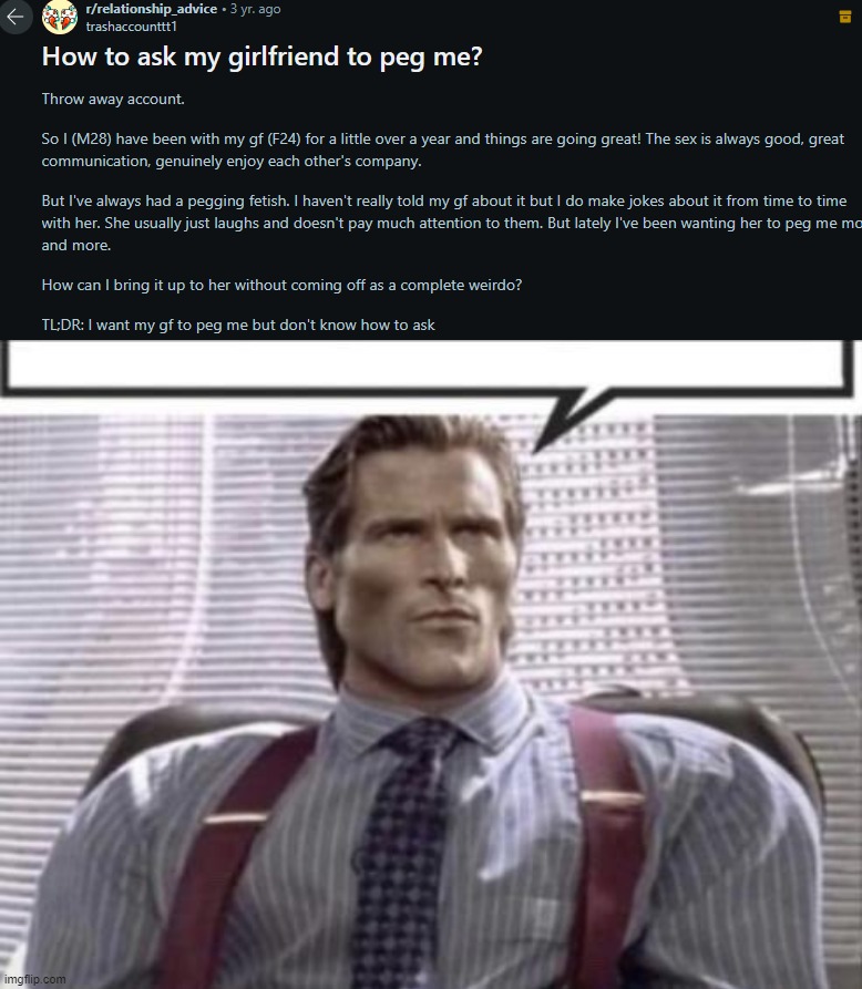 Image tagged in patrick bateman speech bubble - Imgflip