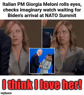 Image tagged in gifs,joe biden,giorgia meloni,nato summit - Imgflip