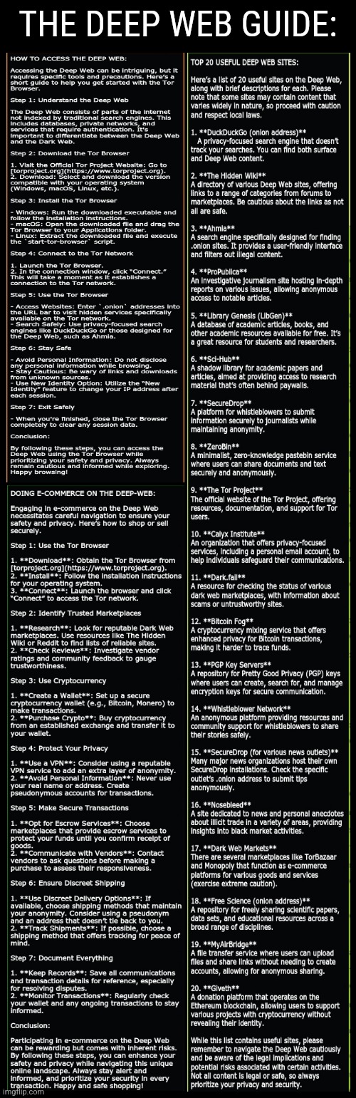 And now, a guide to the Deep Web and how to utilize it :> - Imgflip