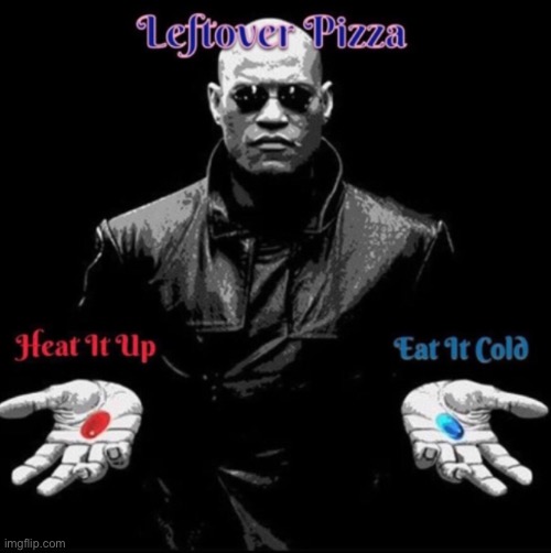 Eating cold left over pizza is something that’s rlly good tbh - Imgflip