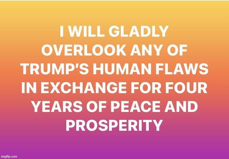 I will gladly overlook any of Trump's human flaws for four years of ...