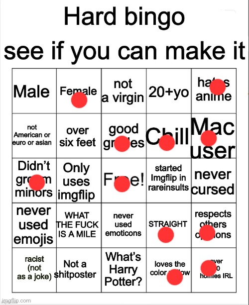 Hard Bingo by OwU - Imgflip