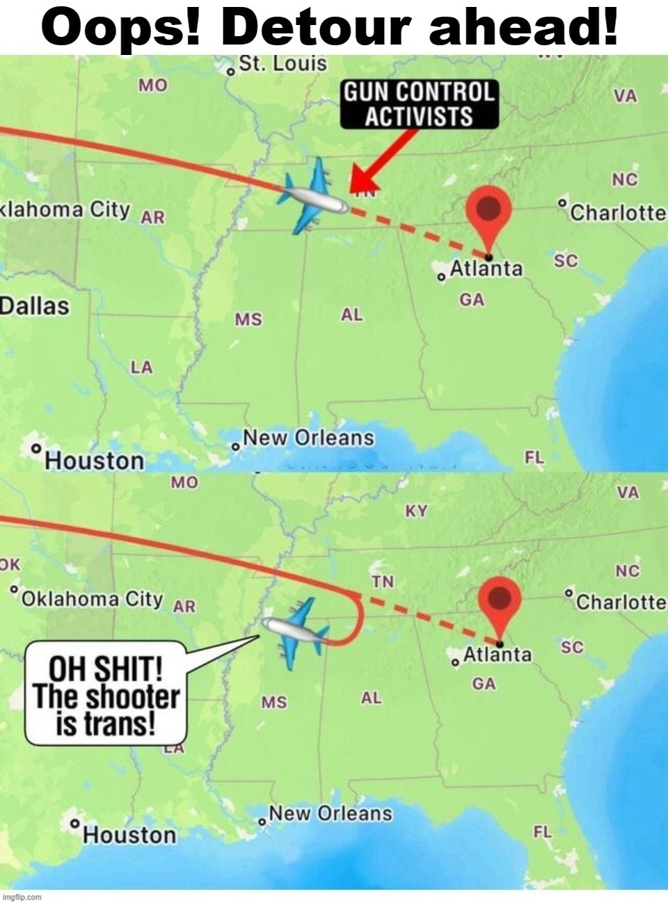 Oops! Detour ahead! - Imgflip