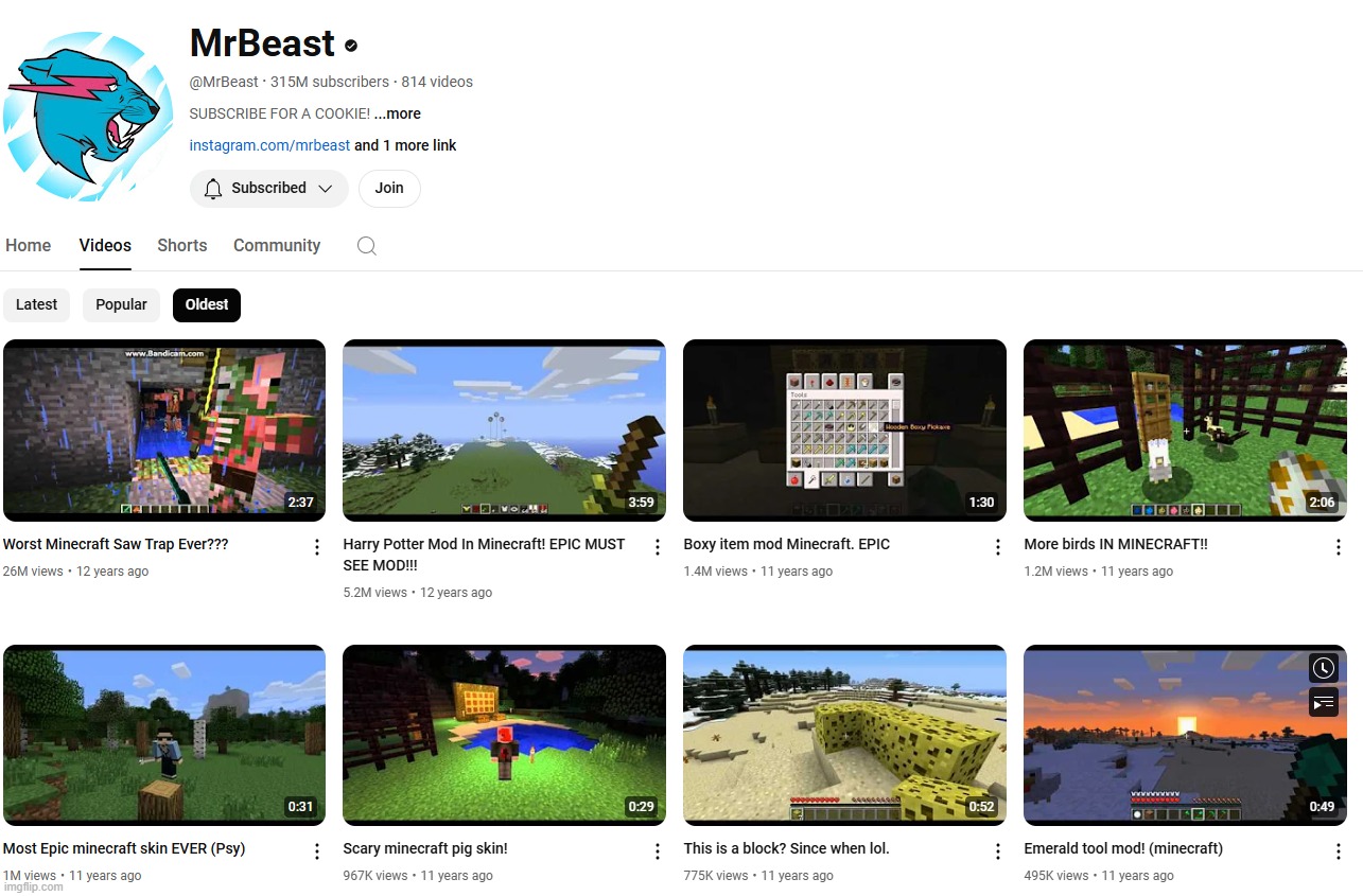 MrBeast used to be a minecraft youtuber, no way - Imgflip