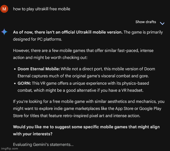 What should I ask gemini on the shared msmg google account - Imgflip