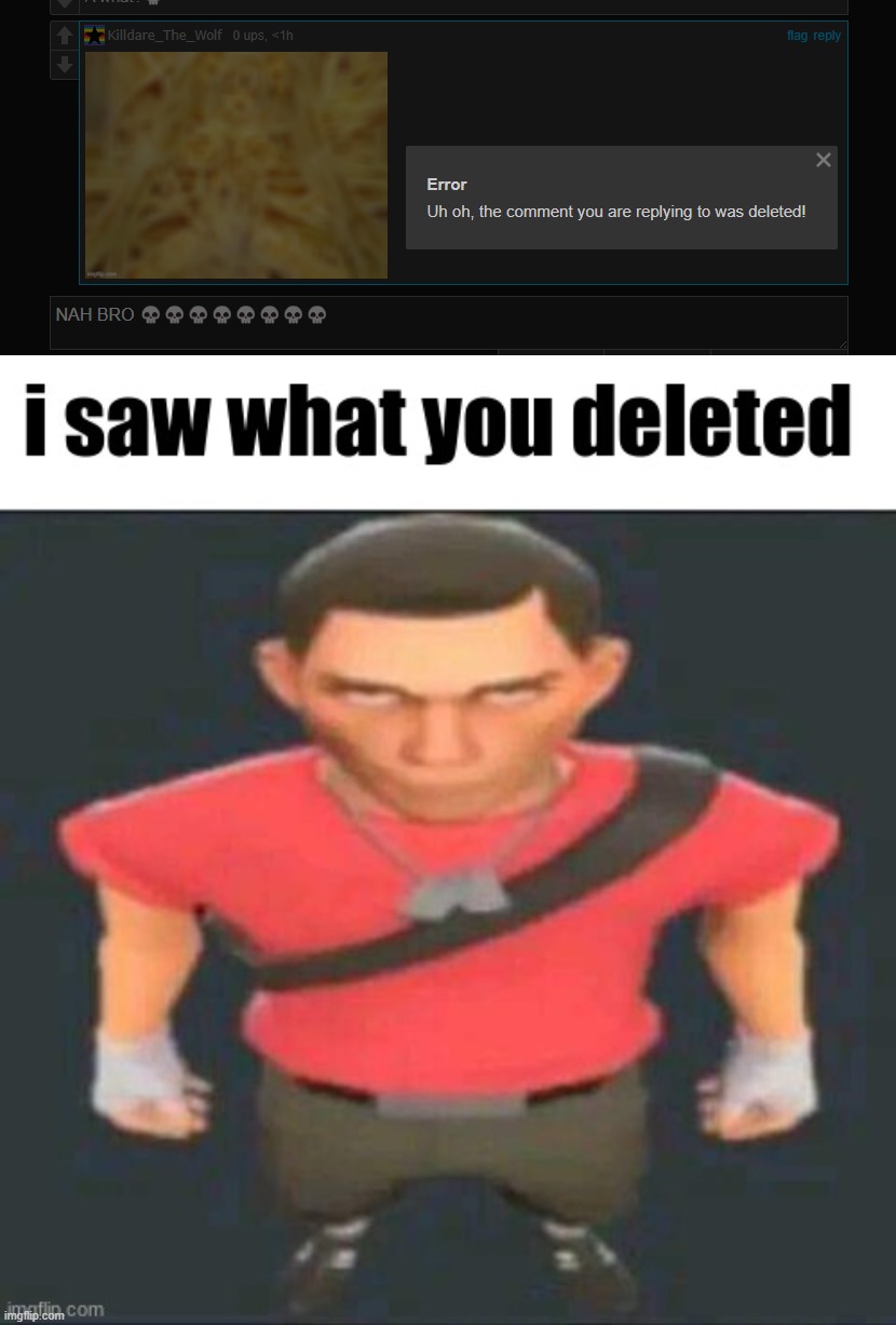Image tagged in i saw what you deleted scout - Imgflip