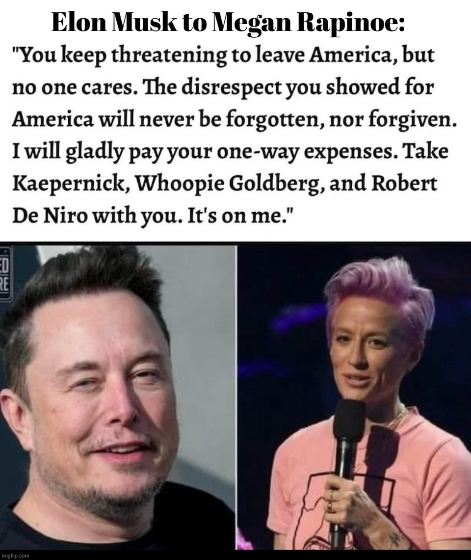 Elon Musk Reads Megan Rapinoe the Riot Act - Imgflip