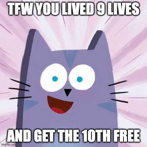 9 Lives Flat Cat meme - Imgflip