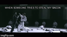 When someone tries to steal my bacon... - Imgflip