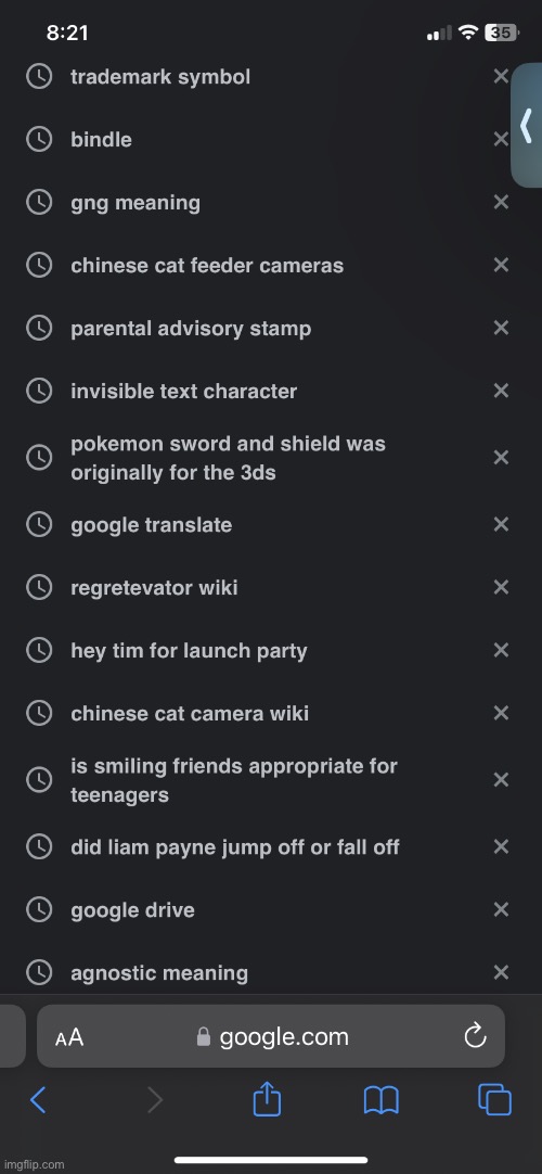 thankfully I’m not a wimp so here’s my search history - Imgflip