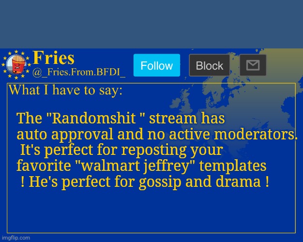 Stream listed on this users profile... - Imgflip