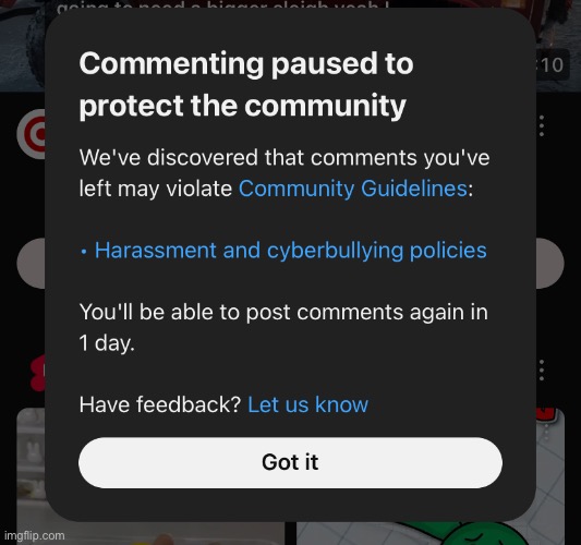 I just got comment banned on youtube - Imgflip