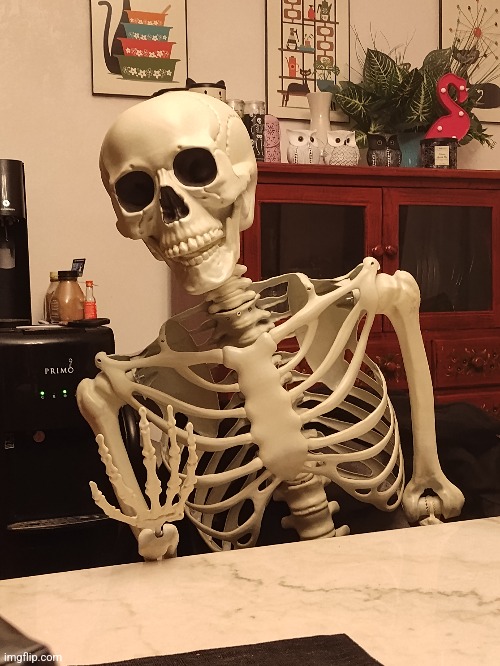 In the dining room getting medicine. Say hi to Greg or whatever his ...