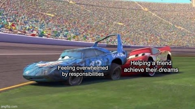 Lightning McQueen pushes The King - Imgflip