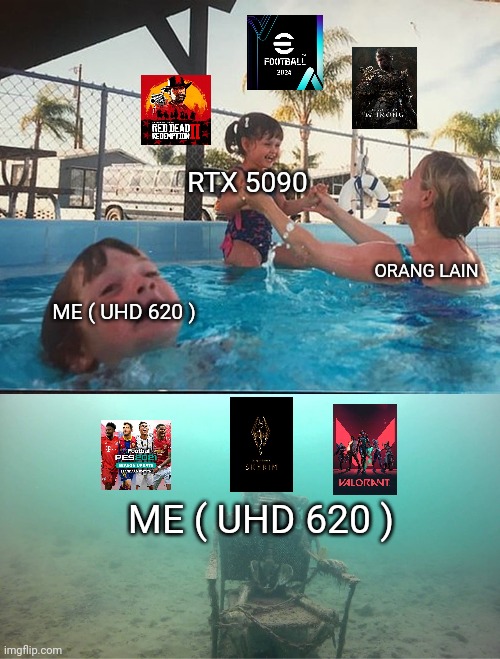 Mother Ignoring Kid Drowning In A Pool - Imgflip