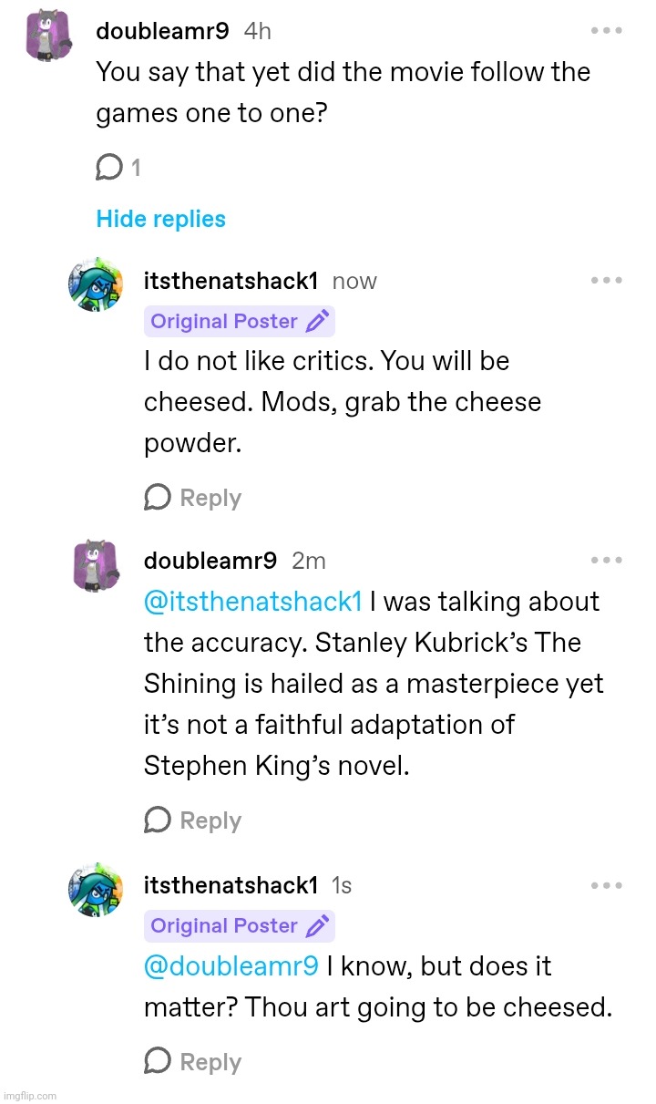 Shall thy blasphemer be cheesed by a Wisconsinite? - Imgflip