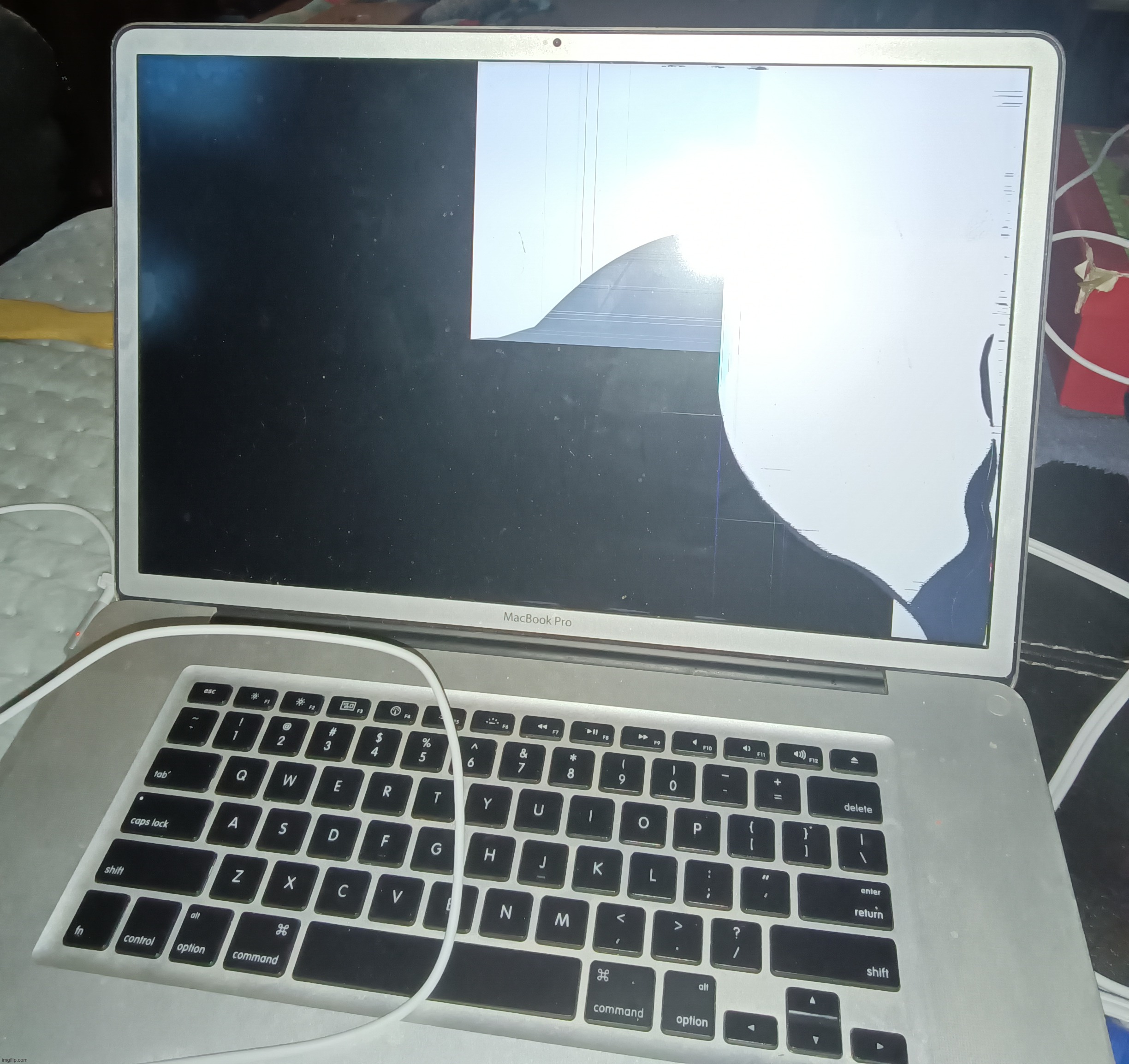 oh yeah i can finally take a pic of what the cat did to my old laptop - Imgflip