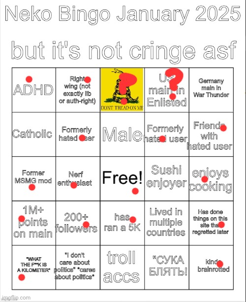 Neko Jan 2025 bingo but it's not cringe asf - Imgflip