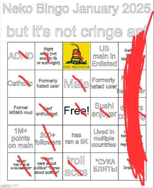 Neko Jan 2025 bingo but it's not cringe asf - Imgflip