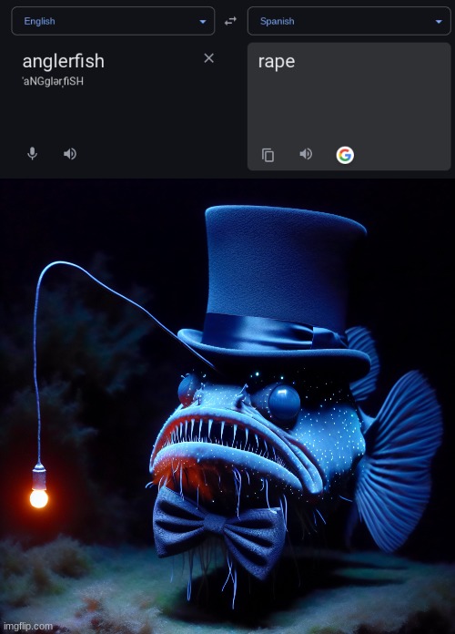 Image tagged in anglerfish with bow tie and top hat - Imgflip
