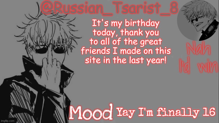 Russian_Tsarist_8 announcement temp (Thanks, Gojo-Satoru) - Imgflip