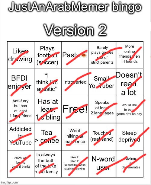 JustAnArabMemer101 bingo version 2 (fixed) - Imgflip