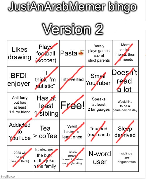 JustAnArabMemer101 bingo version 2 (fixed) - Imgflip