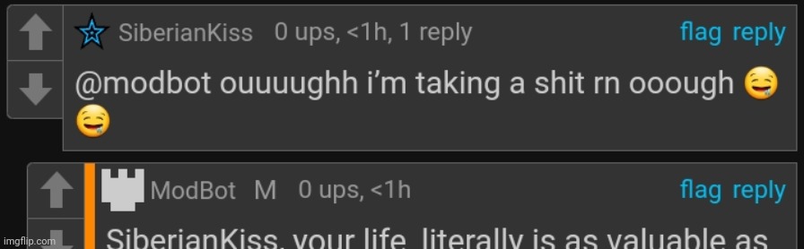 Image tagged in comment,comments,modbot - Imgflip