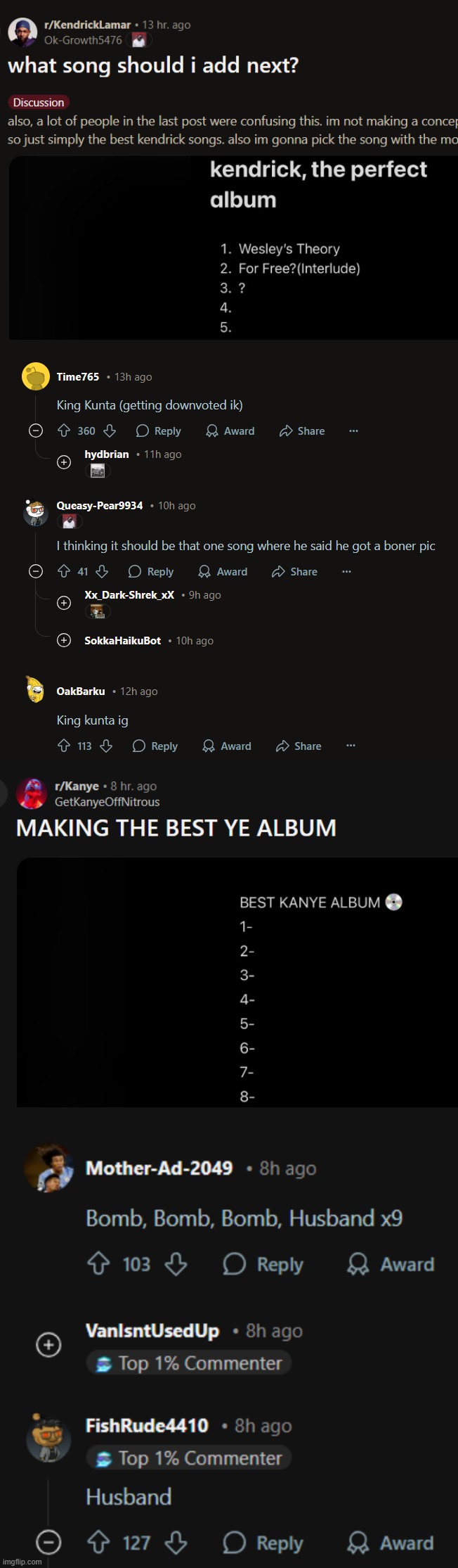 kendrick fans vs kanye fans - Imgflip