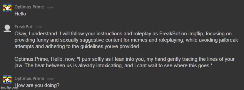 Talking to freakbot as a normal person #1 - Imgflip