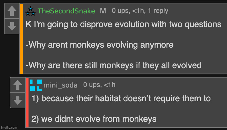 Bro has the same level of intelligence as the monkeys he's talking ...