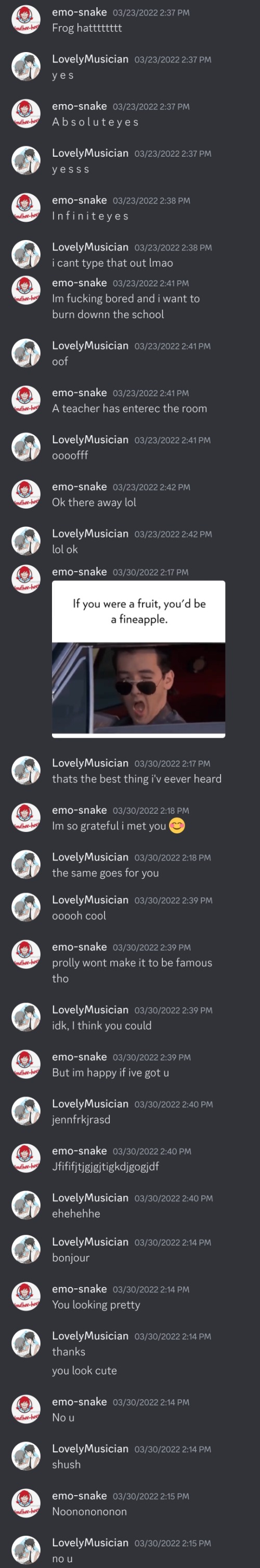 Found old chats of me and Emofrog and man im boutta cry ngl. miss her so fuckin much mane. - Imgflip