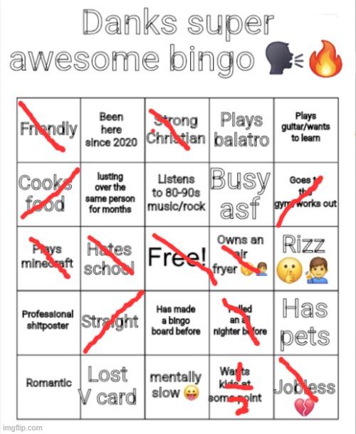 Danks super awesome bingo - Imgflip