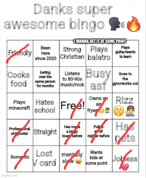 Danks super awesome bingo - Imgflip