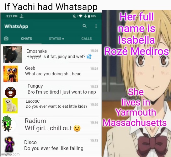 If yachi had Whatsapp - Imgflip