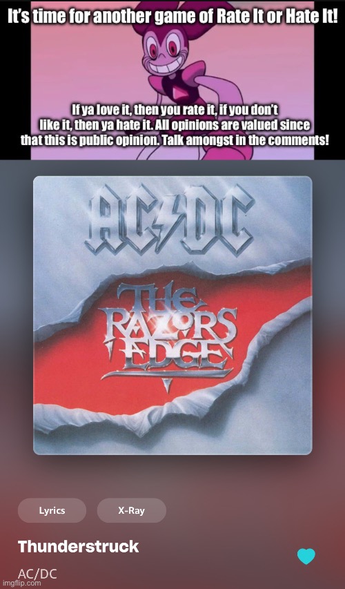 Rate It or Hate It: Thunderstruck by AC/DC - Imgflip