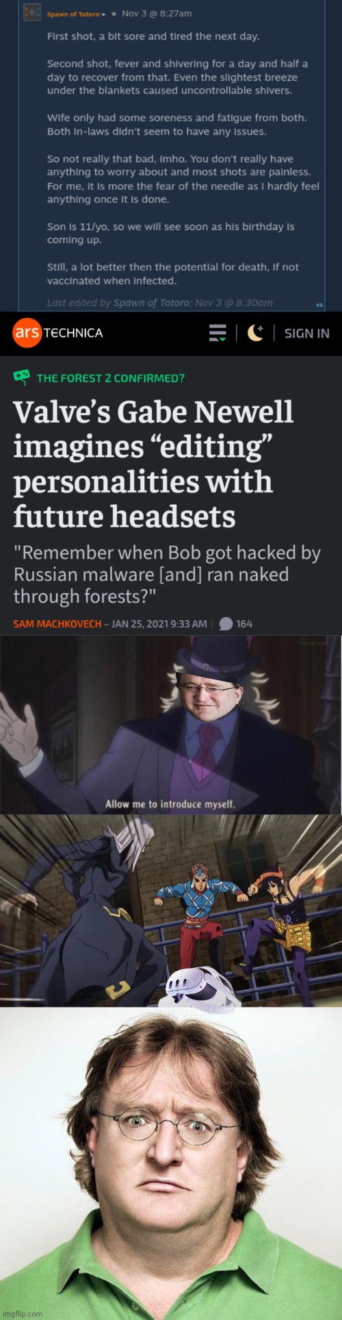 Image tagged in allow me to introduce myself jojo,jojo gang beating up,gabe newell - Imgflip