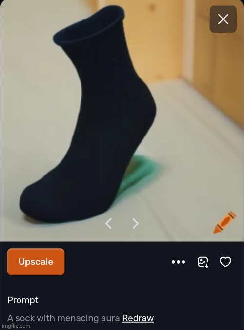 A sock with menacing aura by craiyon ai image generation - Imgflip