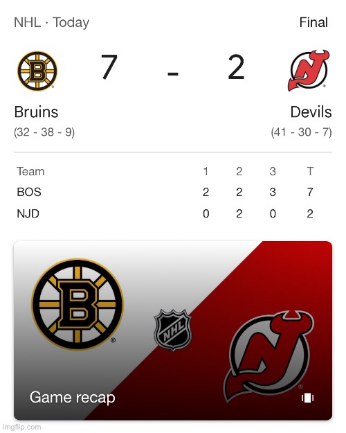 Imagine losing by more than 5 goals against the 24-25 Boston Bruins ...