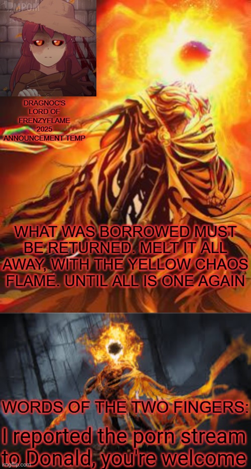 dragnoc's lord of frenzy flame announcement temp - Imgflip