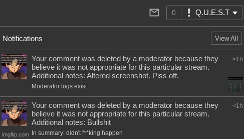 And yet you're the one talking about alleged mod abuse? Yeah ok - Imgflip