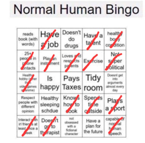 Normal human bingo - Imgflip