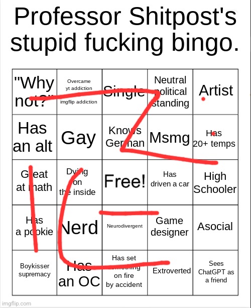 Professor Shitpost's stupid bingo - Imgflip