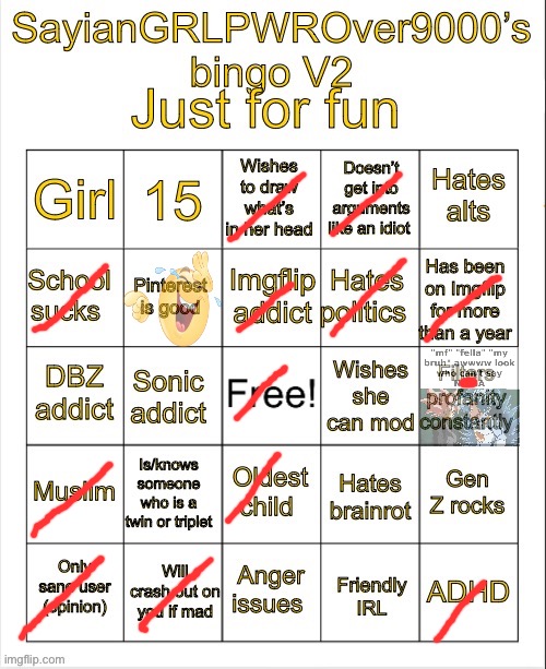 SayianGRLPWROver9000’s bingo V2 - Imgflip