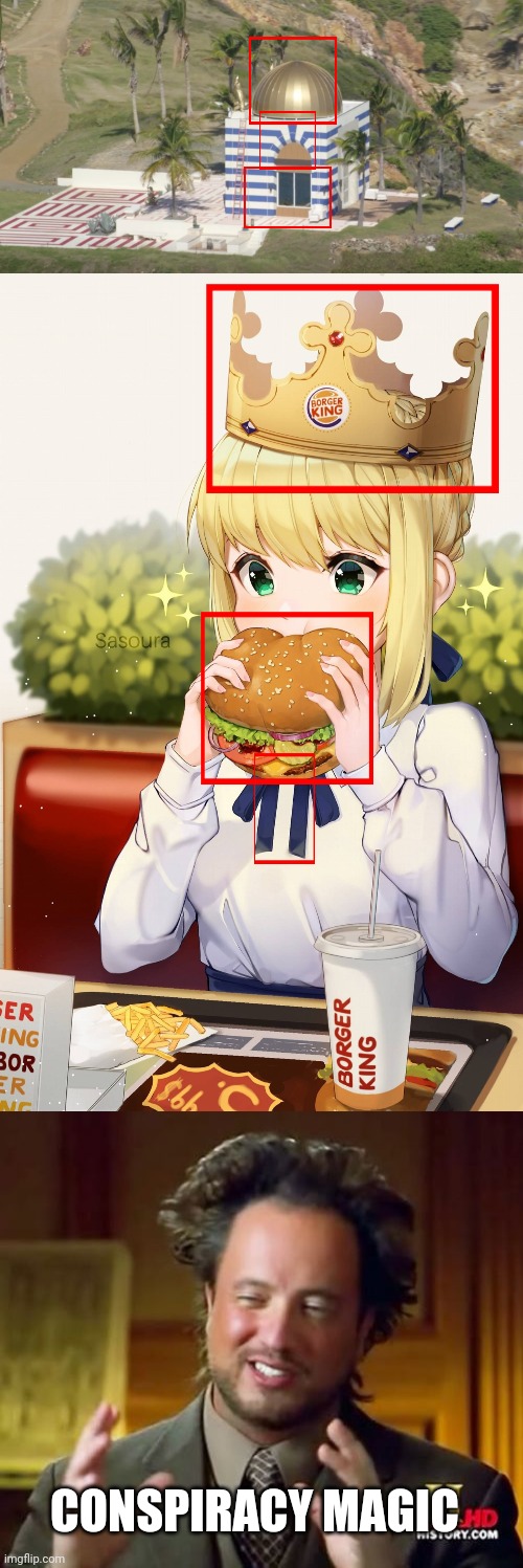 Image tagged in jeffrey epstein's pedophile temple,borger king saber,memes,ancient aliens - Imgflip