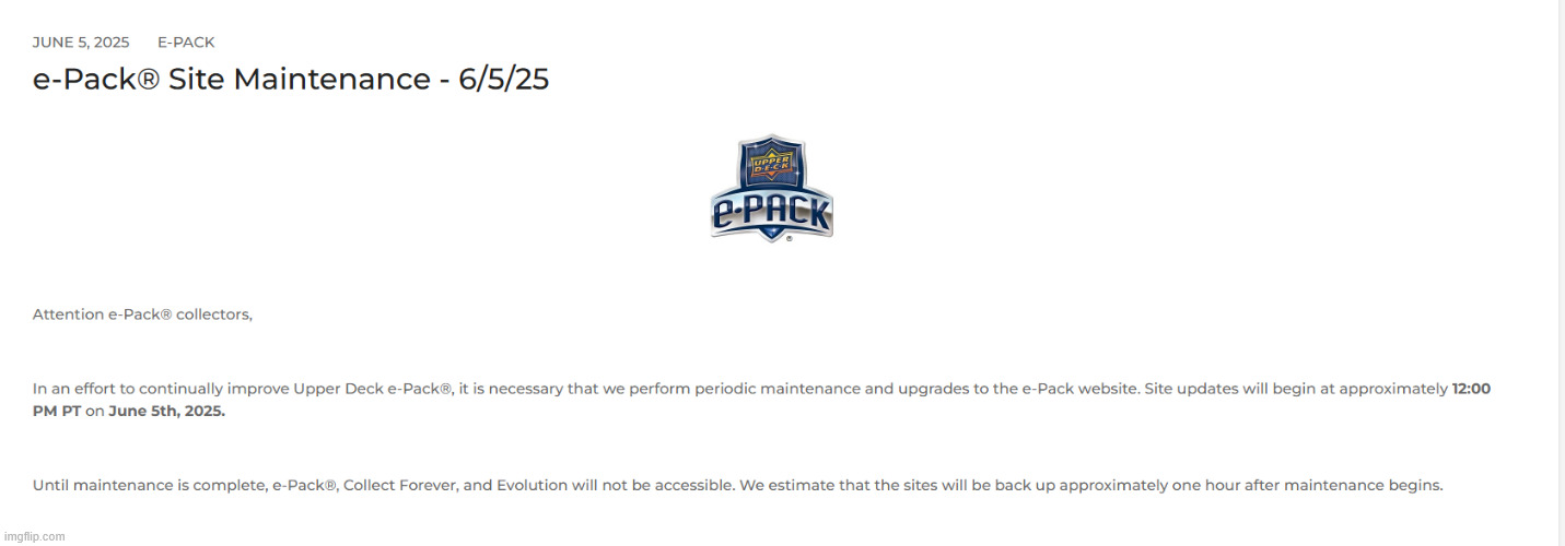epack down? - Page 5 - Blowout Cards Forums