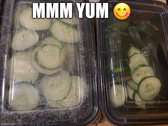 Sliced cucumbers >>>>>>> - Imgflip