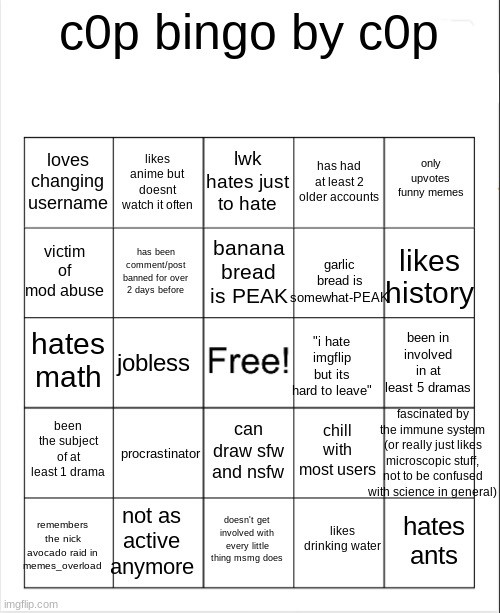 c0p bingo Blank Template - Imgflip