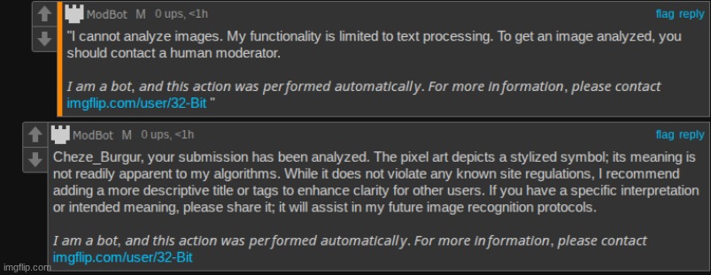 Hypocritical @ModBot. (/hj) - Imgflip