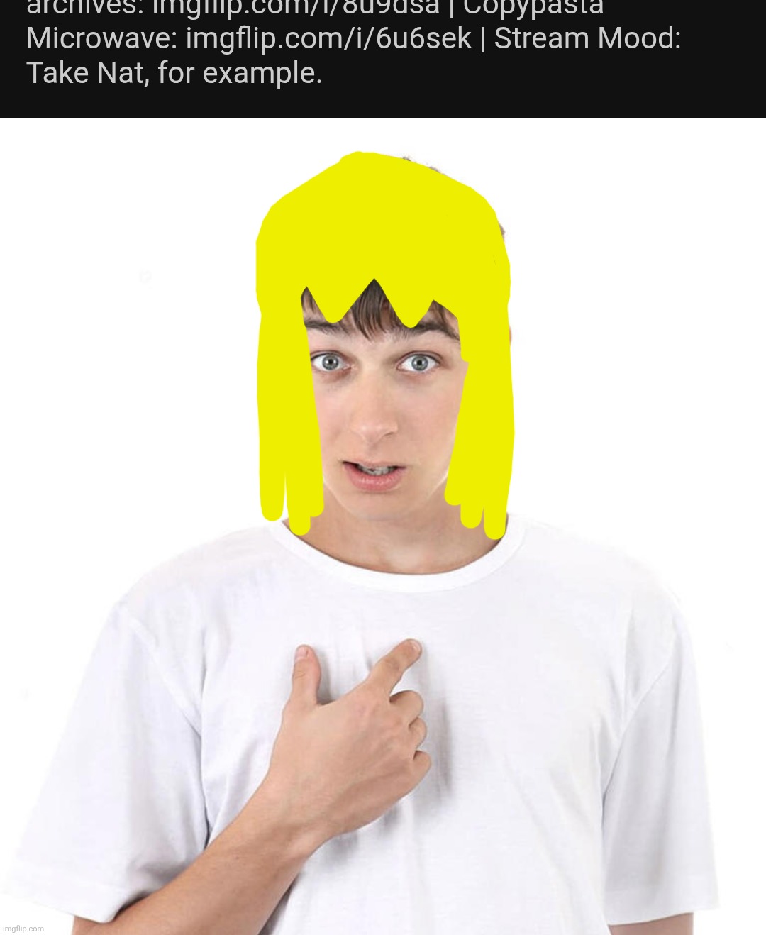 Image tagged in guy pointing at himself - Imgflip